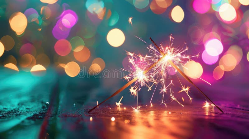 Festive Table with Sparklers Sparkling Brightly, Creating a Joyous and ...