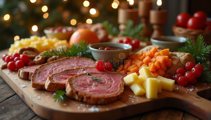 Festive Table with Treats and Various Dishes, Ai Generated Stock ...