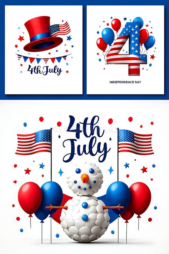 Festive 4th of July Design Collection with Patriotic Elements Stock ...