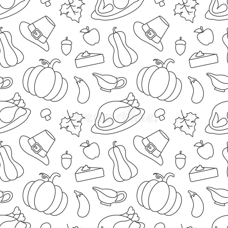 Festive Thanksgiving Day Seamless Pattern Template with Flat Style Cartoon Elements Illustration ...