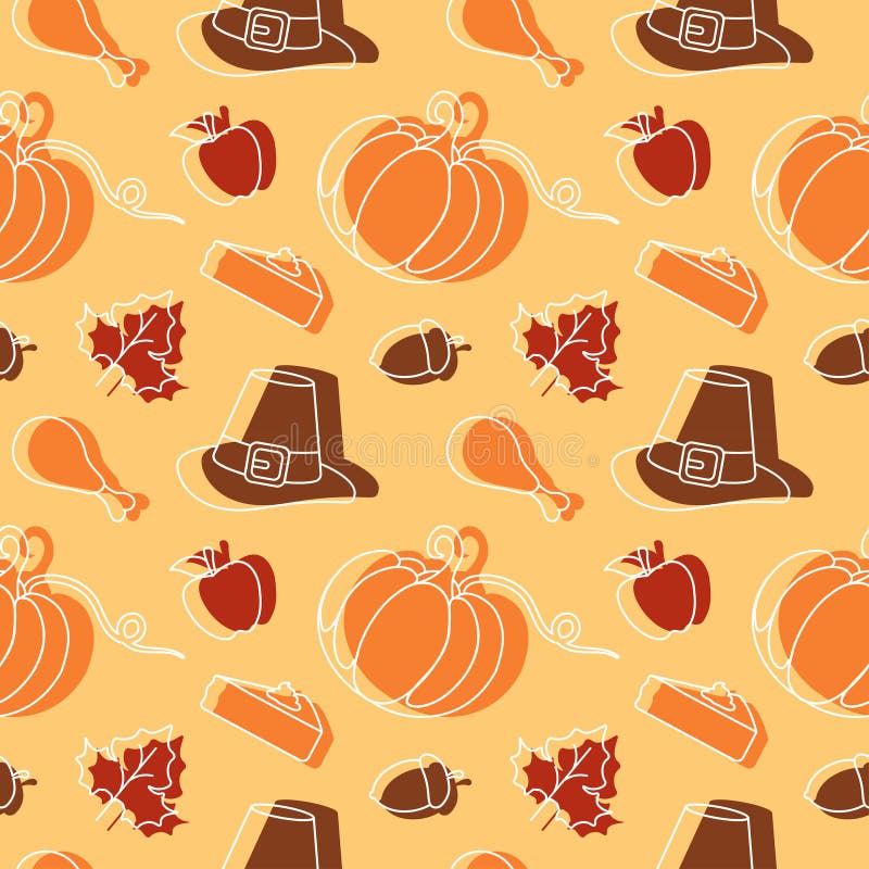 Festive Thanksgiving Day Seamless Pattern Template with Flat Style ...