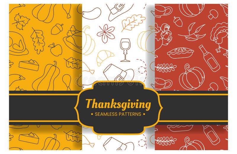 Festive Thanksgiving Day Seamless Pattern Template with Flat Style ...