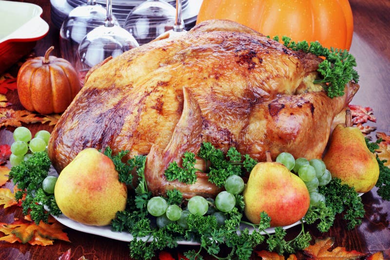 Festive Thanksgiving Dinner Stock Image - Image of dinner, garnished ...