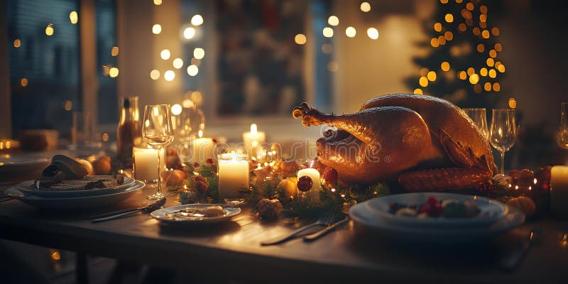 Festive Thanksgiving Dinner Table Setup Stock Illustration ...