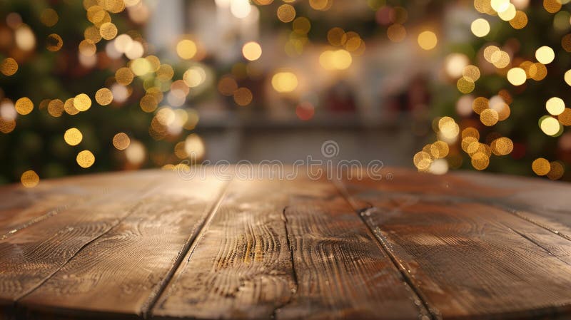 Festive Themes Highlighted with an Empty Round Wood Tabletop Counter ...