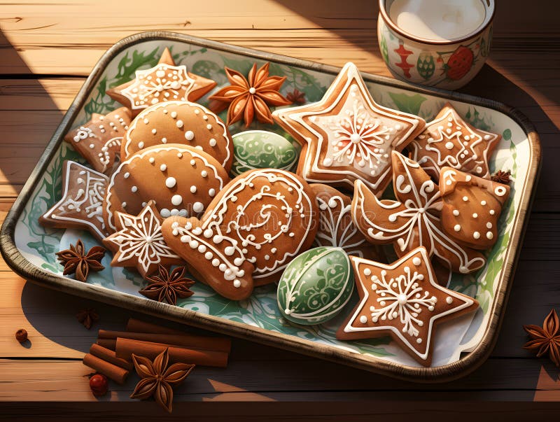 Generative AI. Gingerbread Cookie Assortment Stock Illustration ...