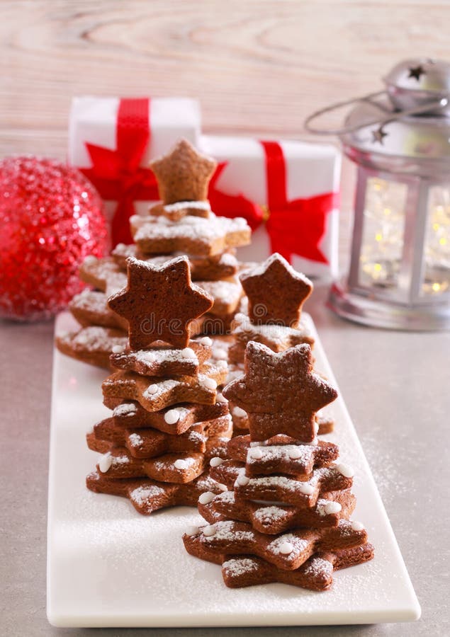 Festive Treat - Gingerbread Christmas Trees Stock Photo - Image of ...