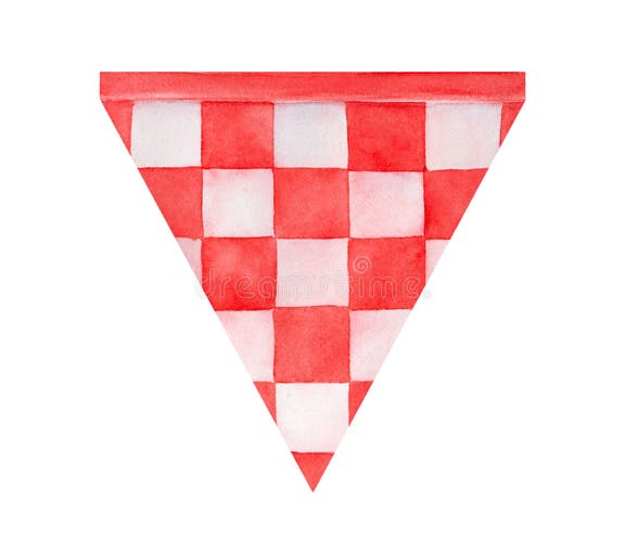 Festive Triangular Flag with Red and White Checkered Pattern. Stock ...
