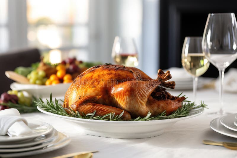 Festive Turkey on the Table, Light Shades. Stock Photo - Image of ...