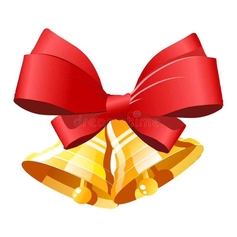 Festive Two Bells with a Red Bow Stock Vector - Illustration of bell ...
