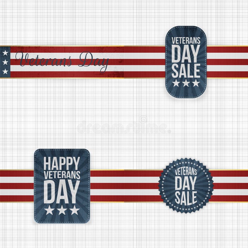 Festive Veterans Day Badges with Ribbons Stock Vector - Illustration of ...