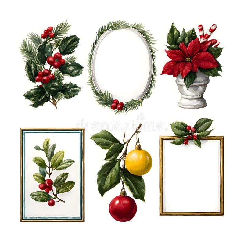 Decorative Holiday Botanical Collection Stock Illustrations – 11,502 ...