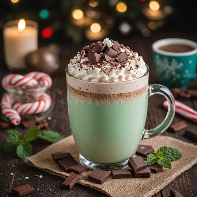 Festive Winter Delight Mocha Mint Latte with Peppermint and Chocolate ...
