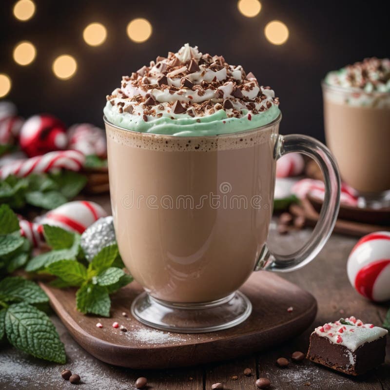 Festive Winter Delight Mocha Mint Latte with Peppermint and Chocolate ...