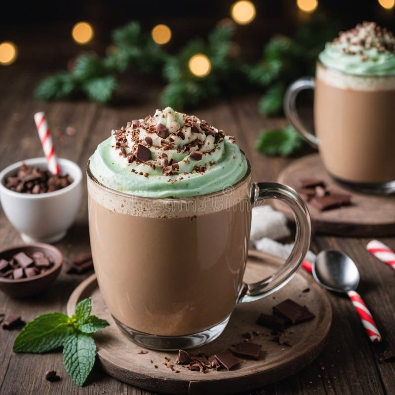Festive Winter Delight Mocha Mint Latte with Peppermint and Chocolate ...