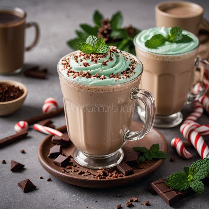Festive Winter Delight Mocha Mint Latte with Peppermint and Chocolate ...