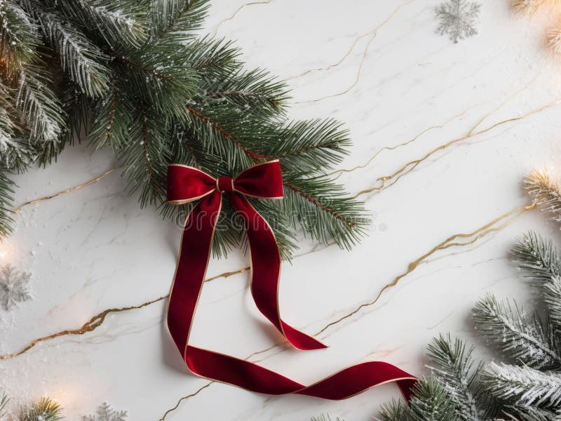 Festive Winter Holiday Background Pine Ribbon Marble. Stock Image ...