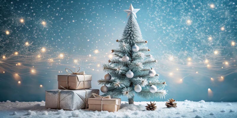 Festive Winter Scene with Decorated Tree and Presents. Generative AI ...
