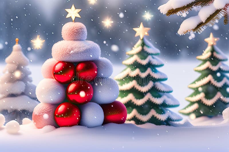 Festive Winter Snowy Christmas Tree Generative AI Stock Illustration ...