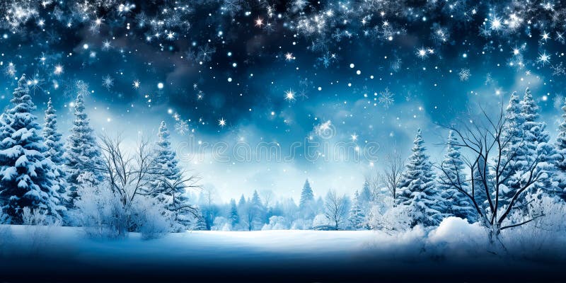 Festive Xmas Illustrative Style Magic Night Scene Stock Illustration ...