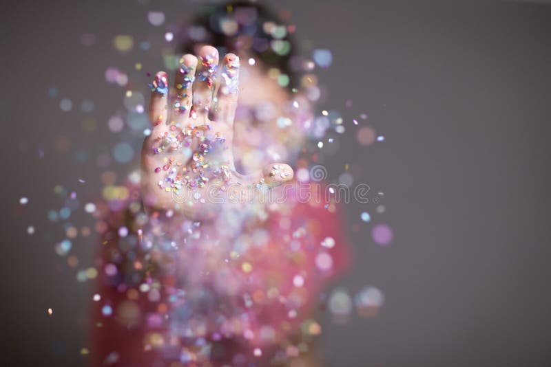 Festive Young Man Throwing Confetti Details Stock Photo - Image of ...