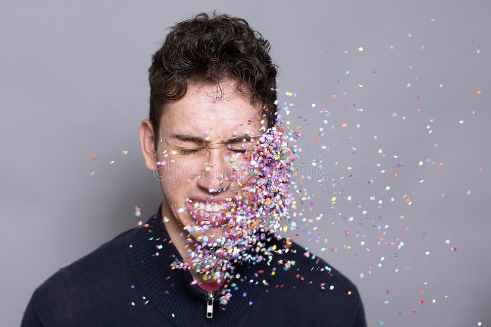 Festive Young Throwing Confetti Stock Image - Image of fiesta ...