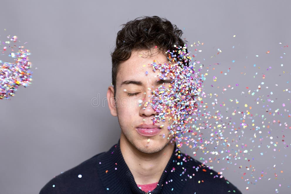 Festive Young Throwing Confetti Stock Image - Image of party, bright ...