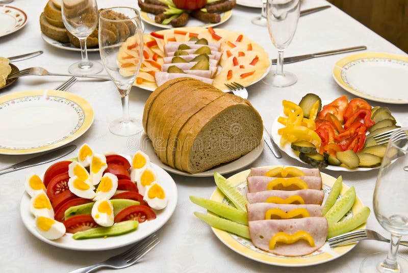 Festively covered table stock photo. Image of food, cuisine - 35676164