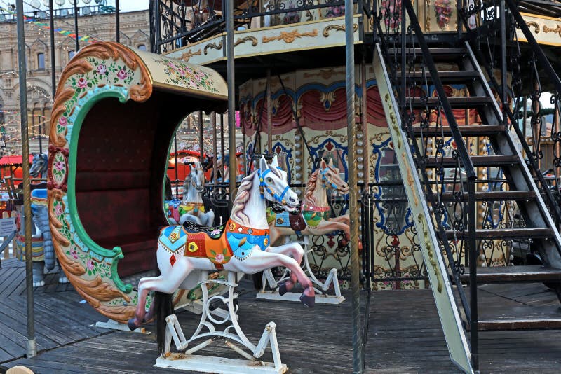 Festively Decorated Roundabout Carousel Stock Photo - Image of festive ...