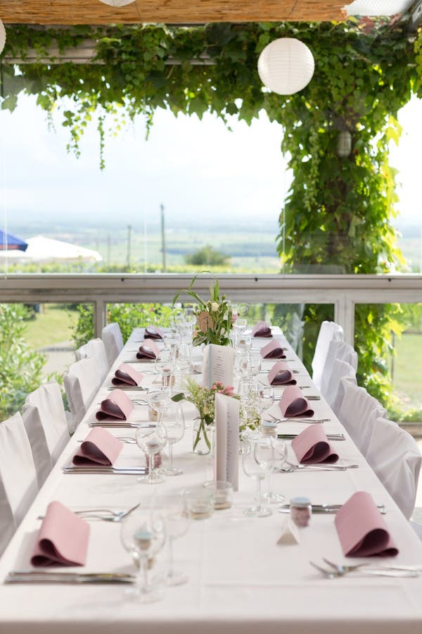 Festively Set Table at a Wedding Reception Stock Image - Image of ring ...