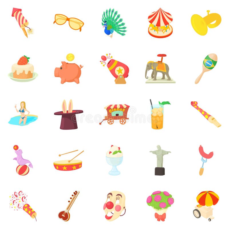 Festivities Icons Set, Cartoon Style Stock Vector - Illustration of ...