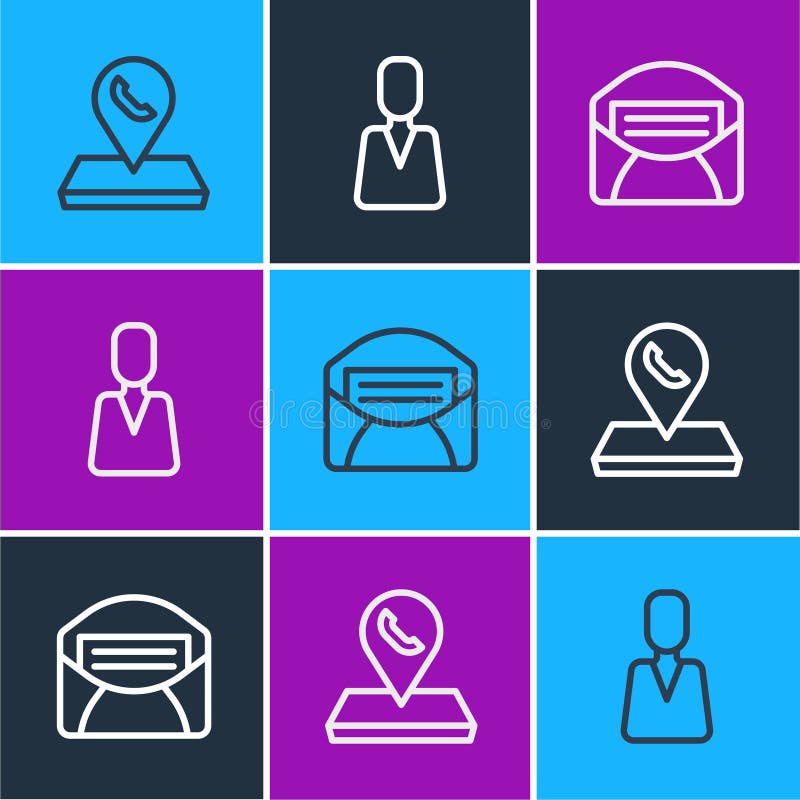 Festnetz-Call-Center-E-Mail Und E-Mail-Symbol. Vektor Vektor Abbildung ...