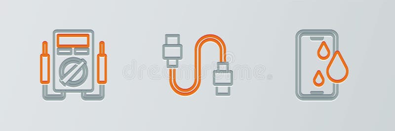 Festnetz-Multimeter Und USB-Kabel-Symbol. Vektor Stock Abbildung ...