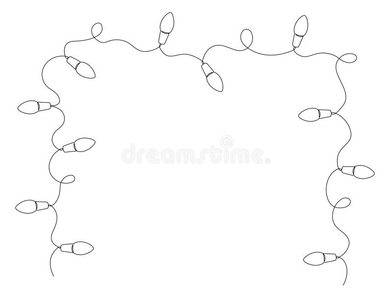 Festoon, Garland with Bulbs Drawing with One Continuous Line. Festive ...