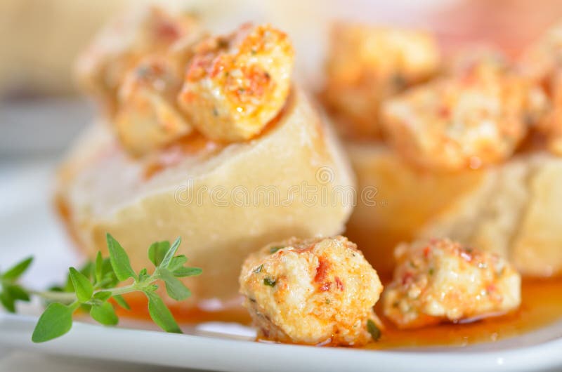 Feta on bread stock image. Image of lunch, garlic, cuisine - 25004923