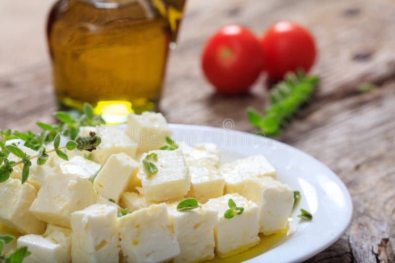 Feta Cheece Pieces on Wooden Background Stock Photo - Image of gourmet ...