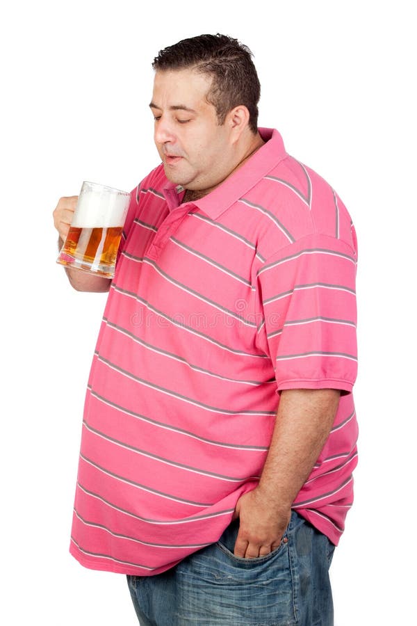 Fetter Mann, Der Ein Glas Bier Trinkt Stockbild - Bild von dickbauch ...
