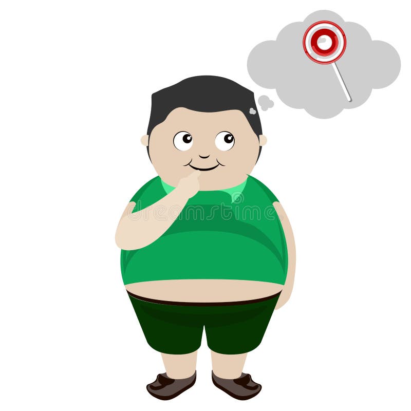 Fettes Kind, Das an Einen Lutscher Denkt Vektor Abbildung ...