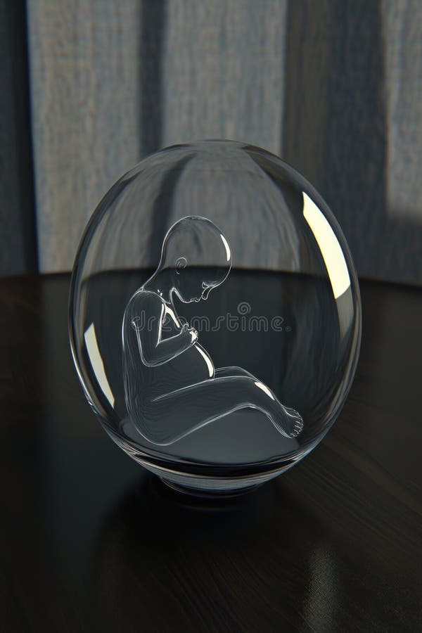 Fetus Encased in Glass Sphere with Soft Light and Reflective Surfaces ...