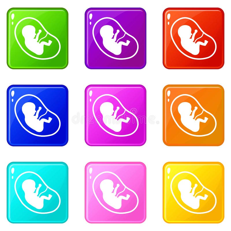 Fetus icons set stock vector. Illustration of mother - 96433997
