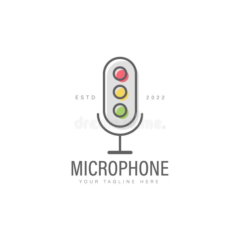 Feu De Signalisation Avec Logo De Ligne Microphone Illustration ...