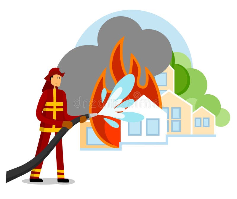 Feuerwehrmann Setzt Heraus Feuer Mit Wasser, Tapferer Feuerwehrmann Im ... Feuerwehrmann Setzt Heraus Feuer Mit Wasser, Tapferer Feuerwehrmann Im ...