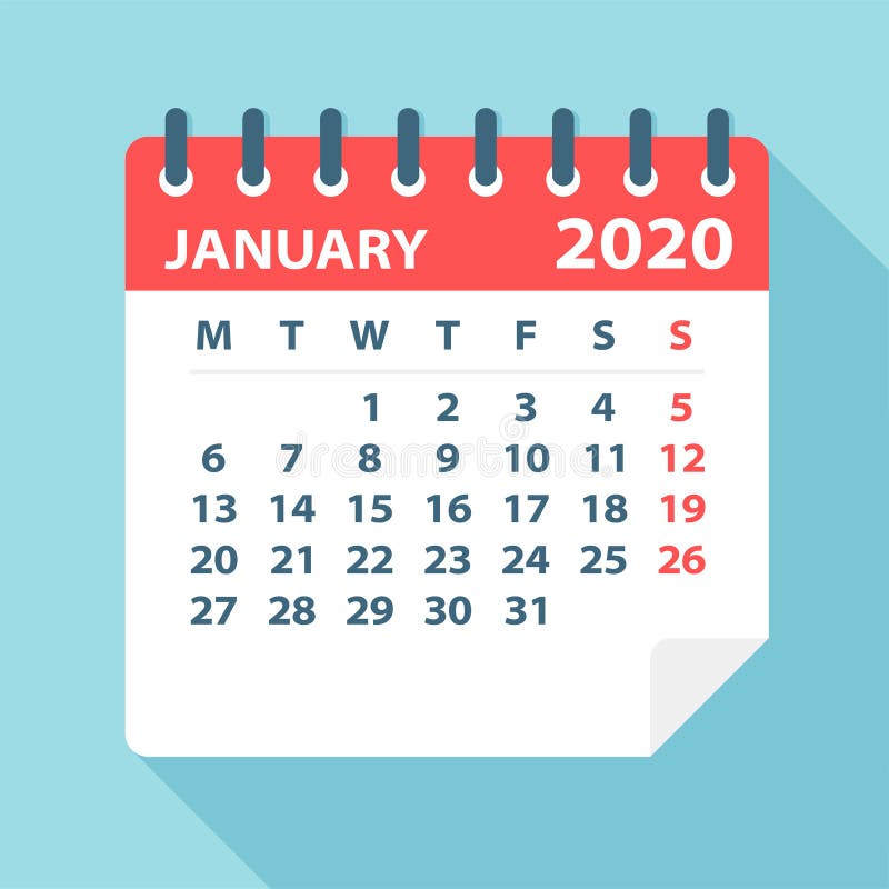 Feuille Calendrier De Janvier 2020 - Illustration Vectorielle ...