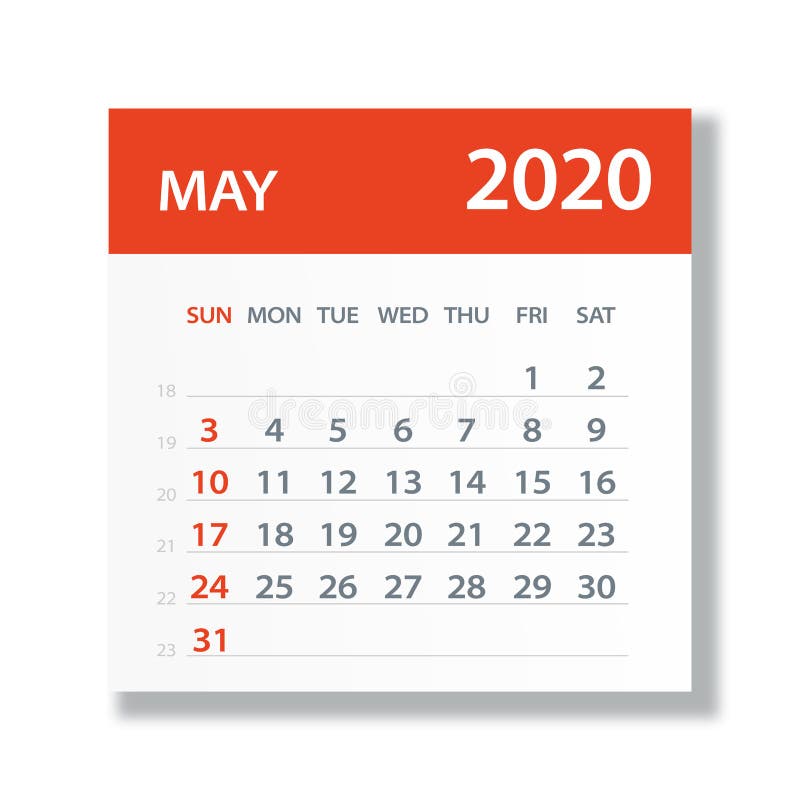 Feuille Calendrier De Mai 2020 - Illustration Vectorielle Illustration ...