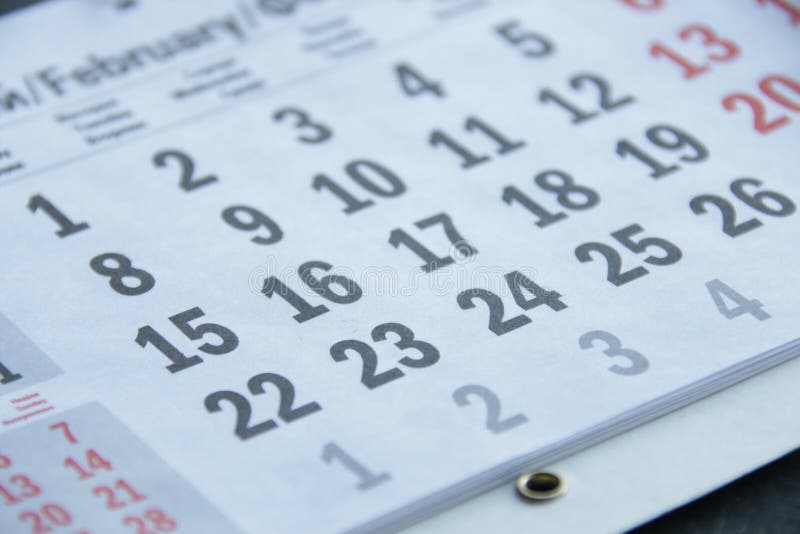 Feuille De Calendrier. Page De Calendrier Avec Date Photo stock - Image ...