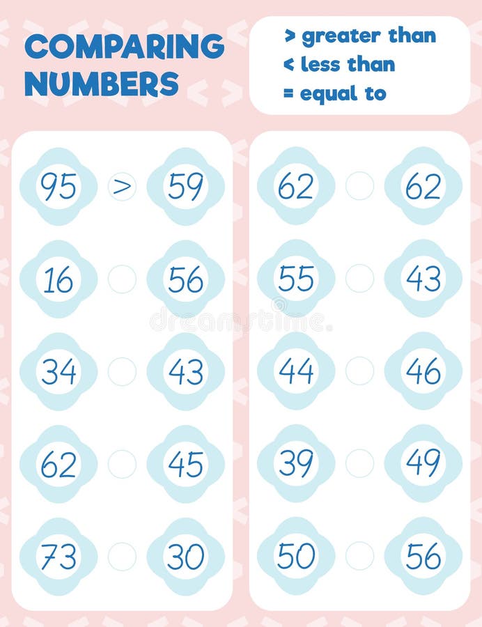 Feuille De Comparaison De Nombres Illustration de Vecteur ...