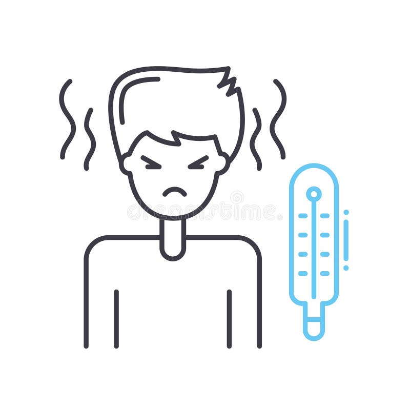 Fever Line Icon, Outline Symbol, Vector Illustration, Concept Sign ...