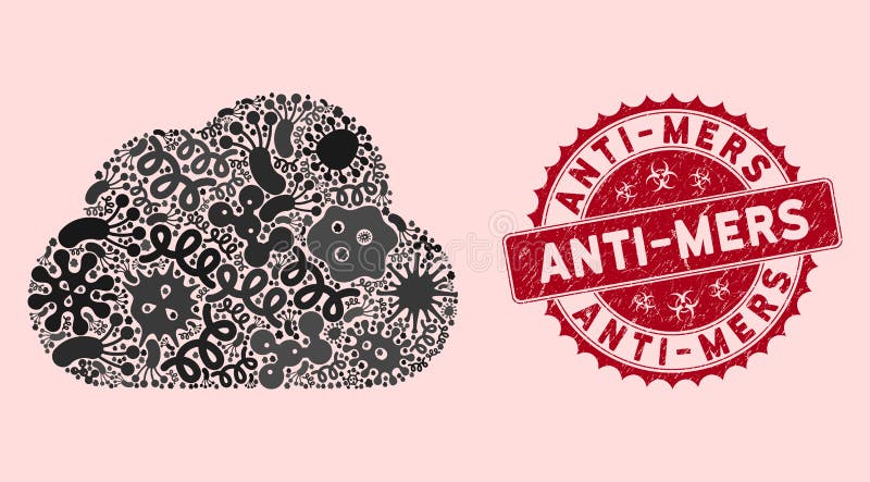 Fever Mosaic Cloud Icon with Distress Anti-Mers Seal Stock Vector ...