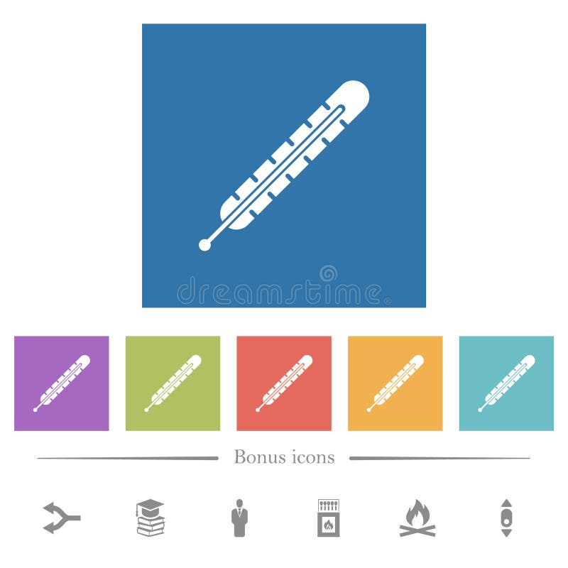 Fever Thermometer Solid Flat Icons with Outlines Stock Vector ...
