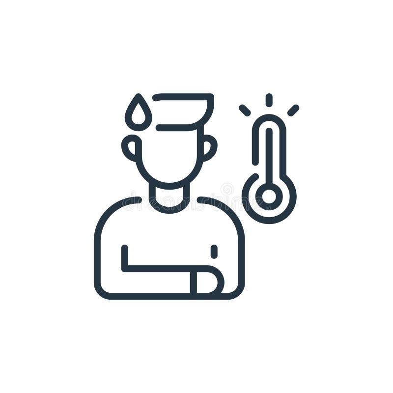 Fever Vector Icon Isolated on White Background. Outline, Thin Line ...